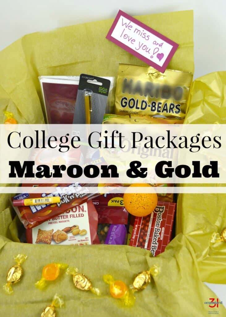 College Gift Packages featuring Maroon and Gold Items