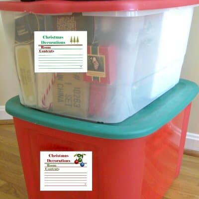 Free Printable Christmas Labels for Christmas Storage Boxes