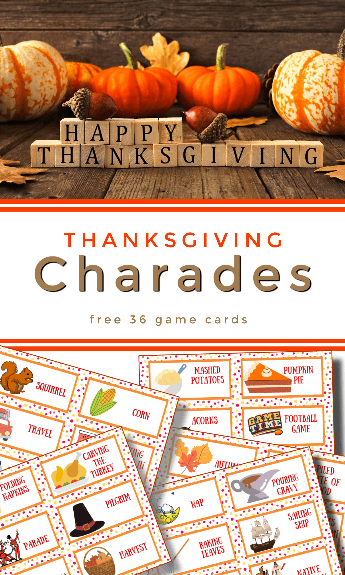 Free Thanksgiving Charades - Organized 31
